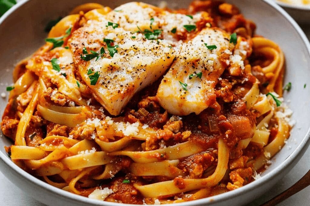 Delicious Fish Ragu Pasta Recipe - delicedcook.com