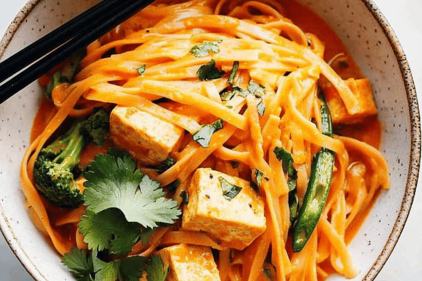 Delicious Red Curry Noodles Recipe - delicedcook.com