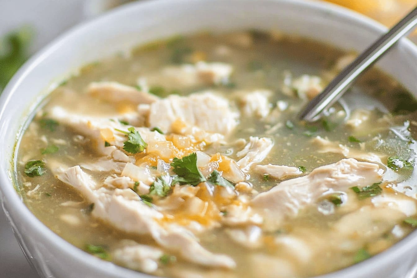 Salsa Verde Chicken Soup Recipe - delicedcook.com