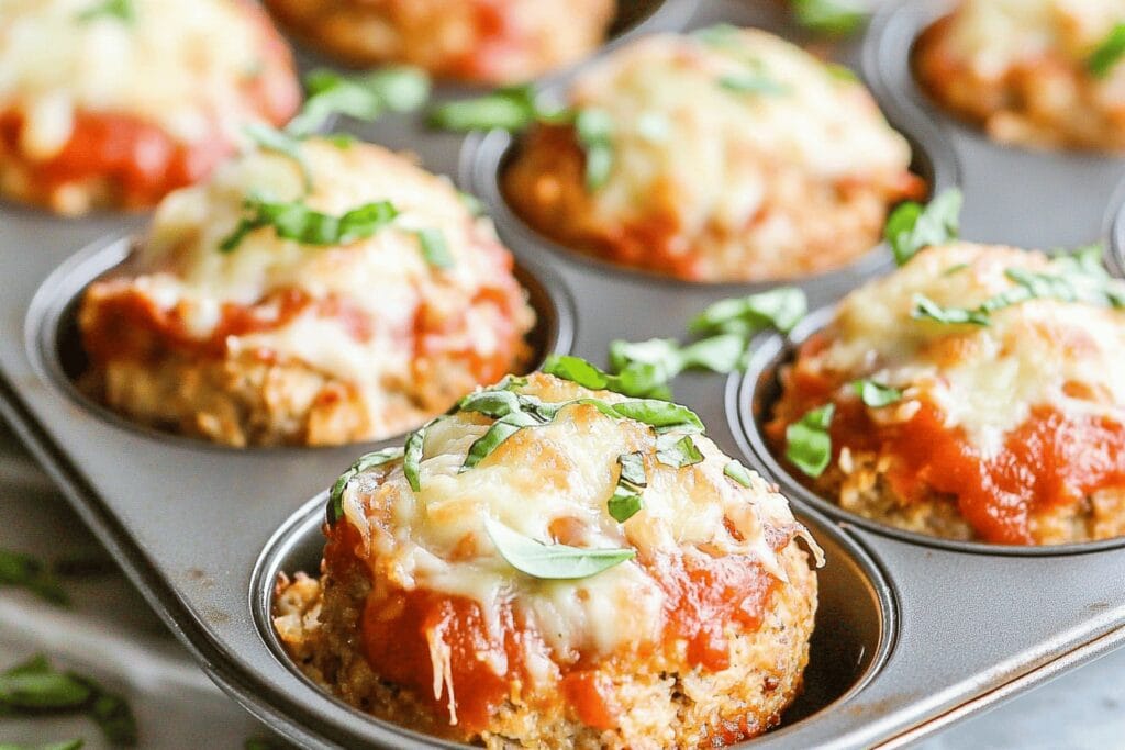 Chicken Parmesan Meatloaf Muffins Recipe - delicedcook.com