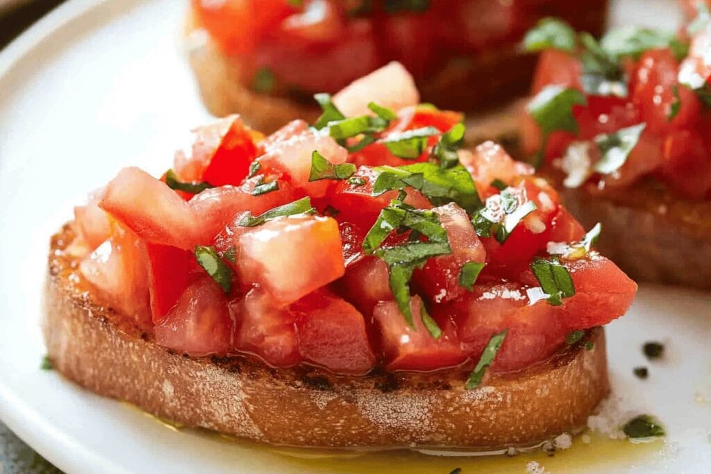 Authentic Tomato Basil Bruschetta Recipe - delicedcook.com