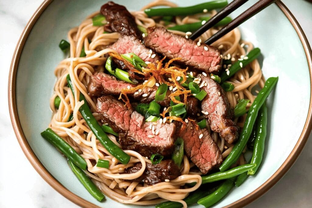 Beef and Bean Soba Noodles Recipe - delicedcook.com
