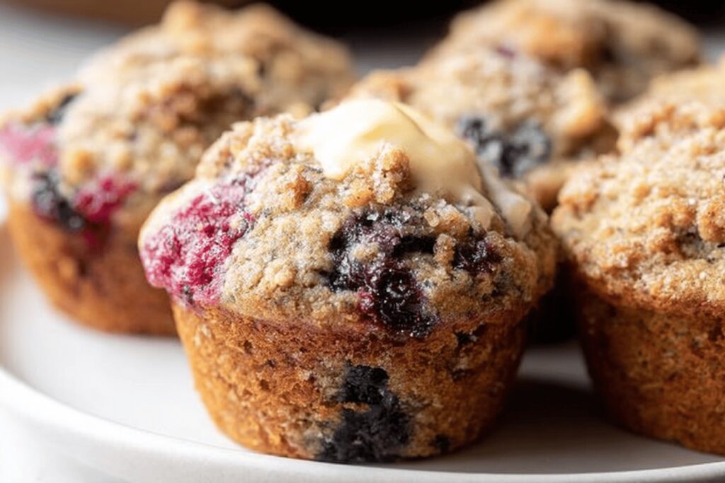 Mixed Berry Muffins with Sweet Crunch Topping