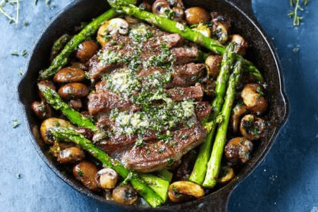 One Pan Steak and Veggies with Herb Butter