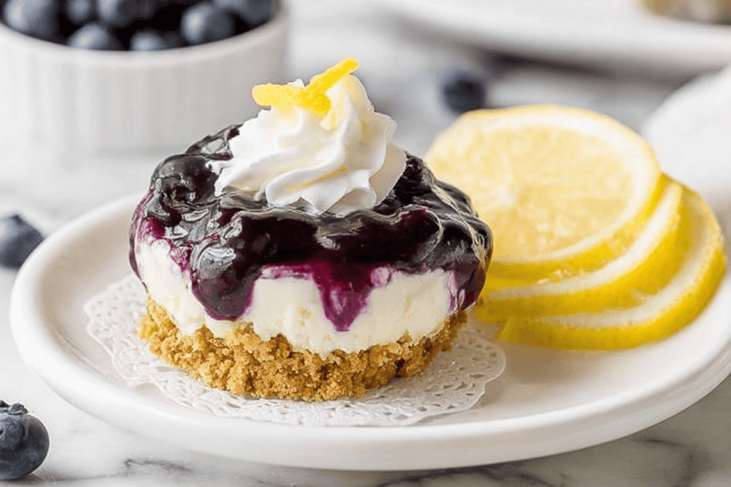 No-Bake Lemon Blueberry Mini Cheesecakes Recipe - delicedcook.com