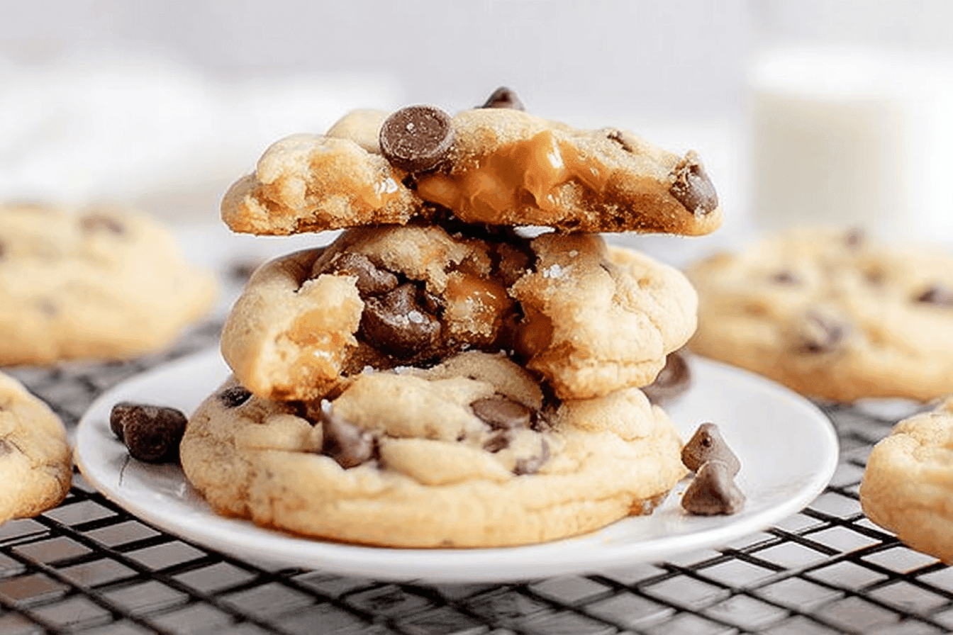Caramel-Stuffed Chocolate Chip Cookies Recipe - delicedcook