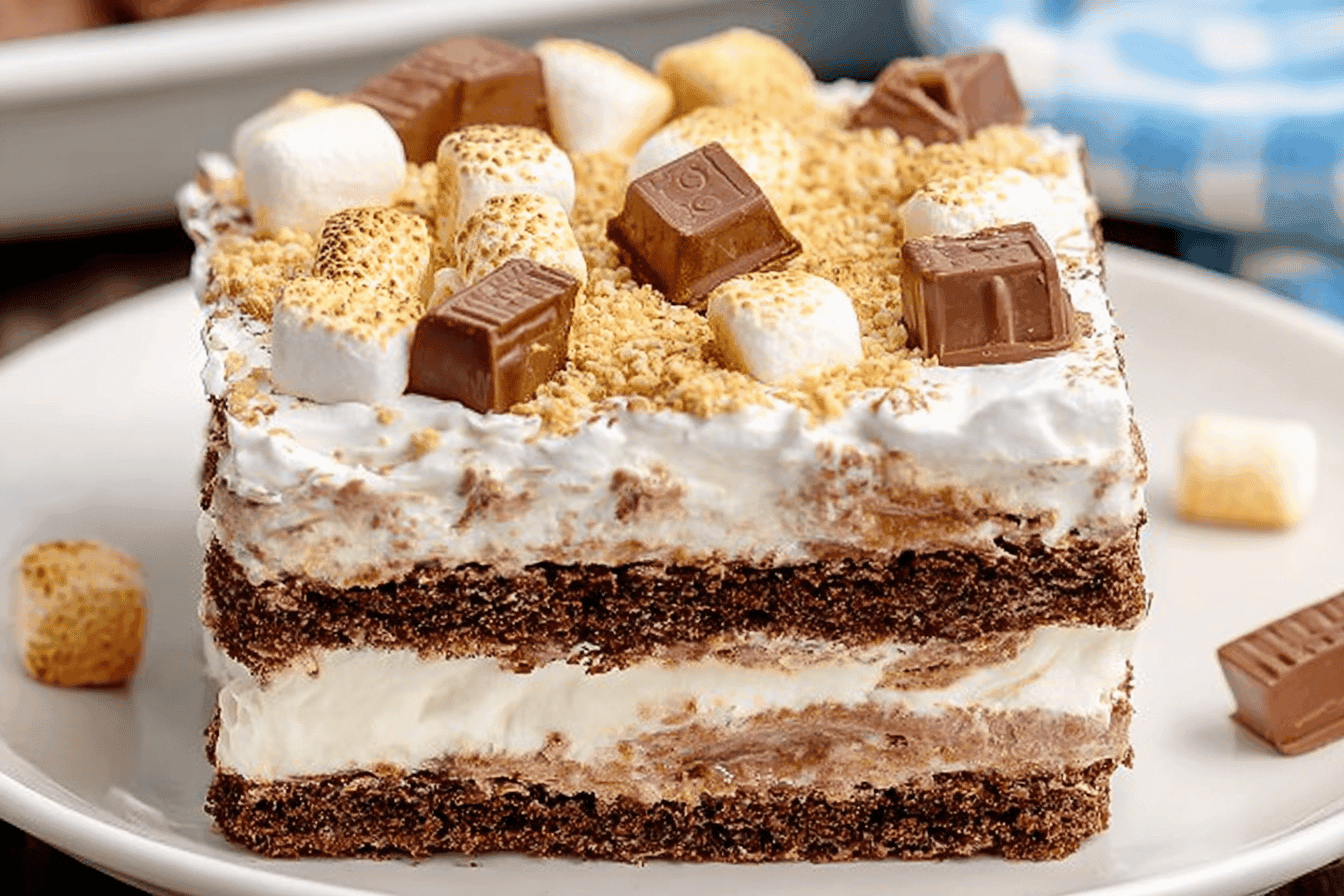 S'mores Ice Cream Sandwich Cake Recipe - delicedcook